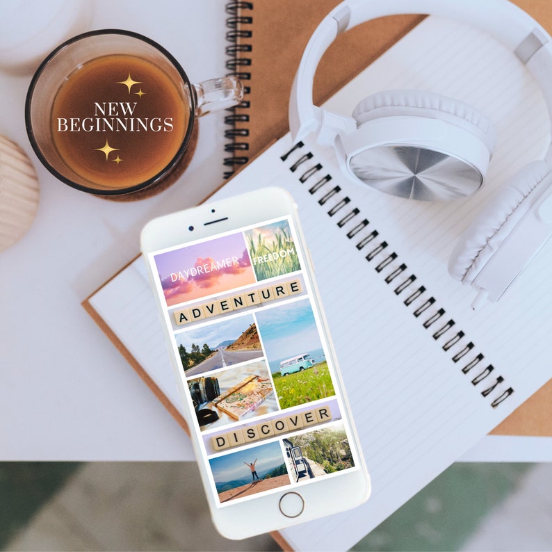 Vision Board iPhone Wallpaper Digital Sticker Collage PNG Digital ...