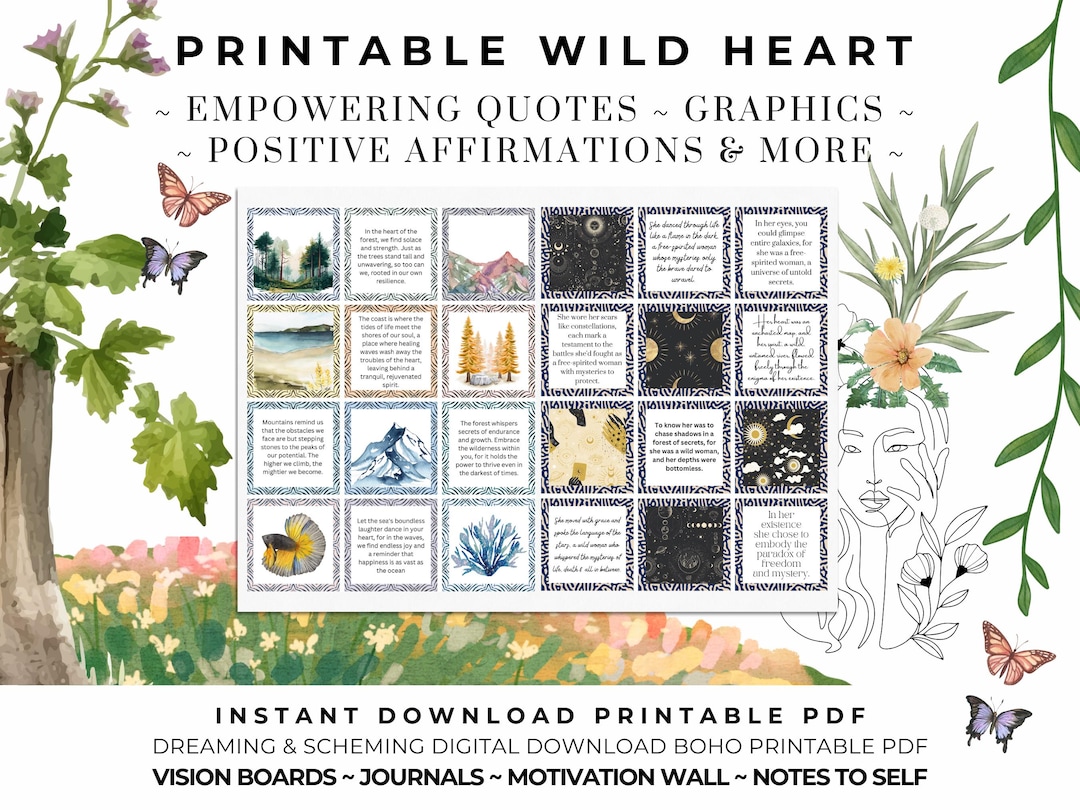 2025 Printable PDF Vision Board for Women Positive Affirmations Quotes ...