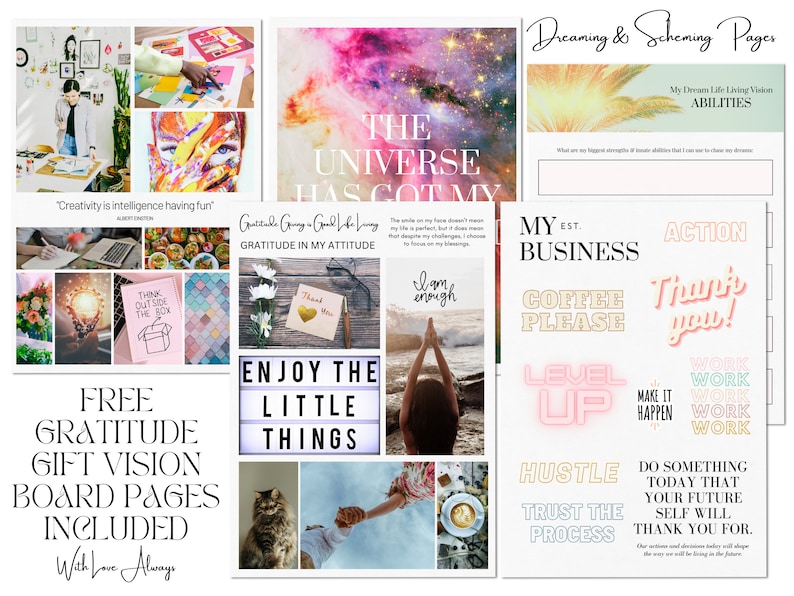 Vision Board Planner Digital Printable Journal Manifestation Pages PDF ...