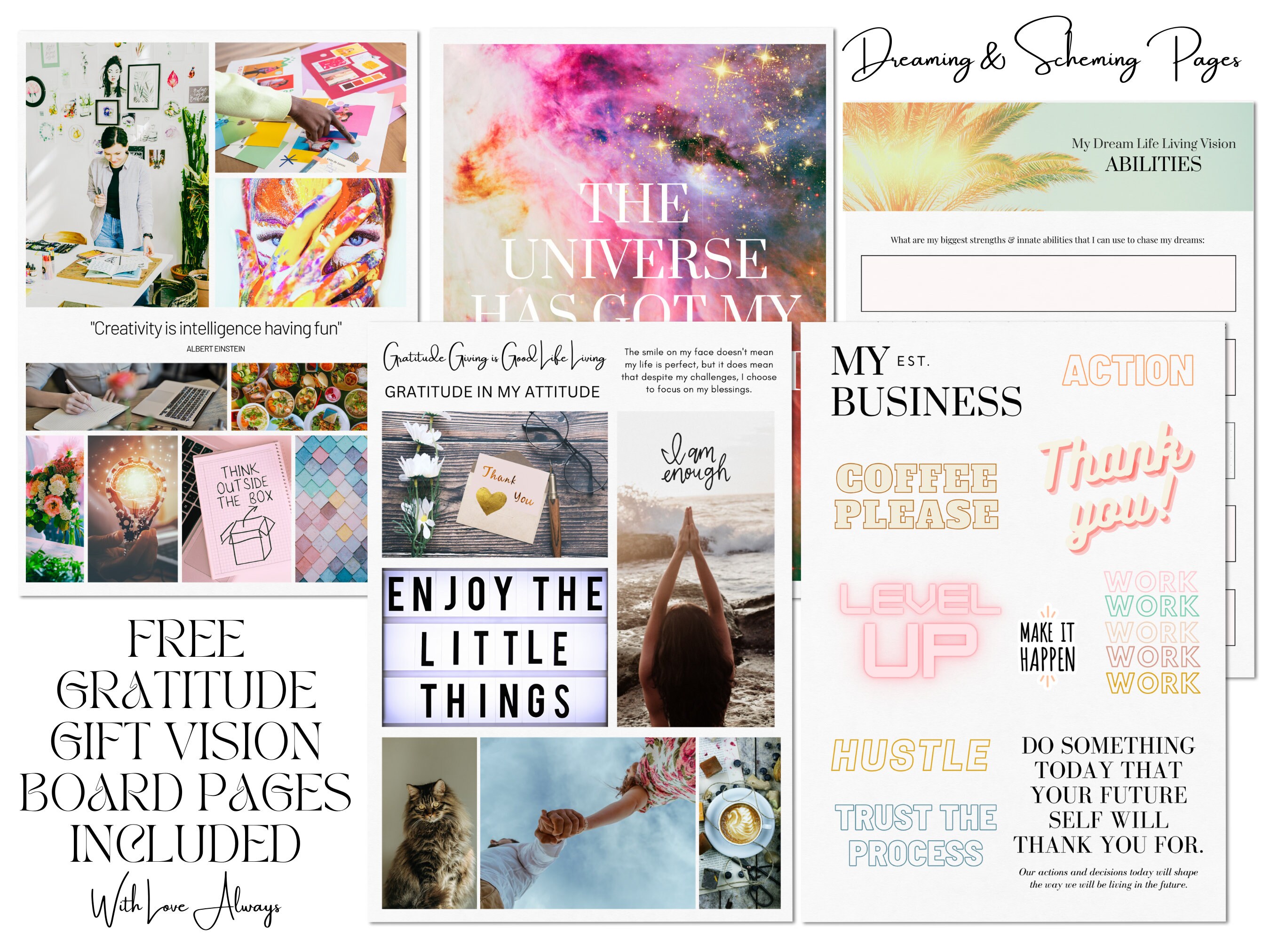 Vision Board Planner Digital | Printable Journal Manifestation Pages ...