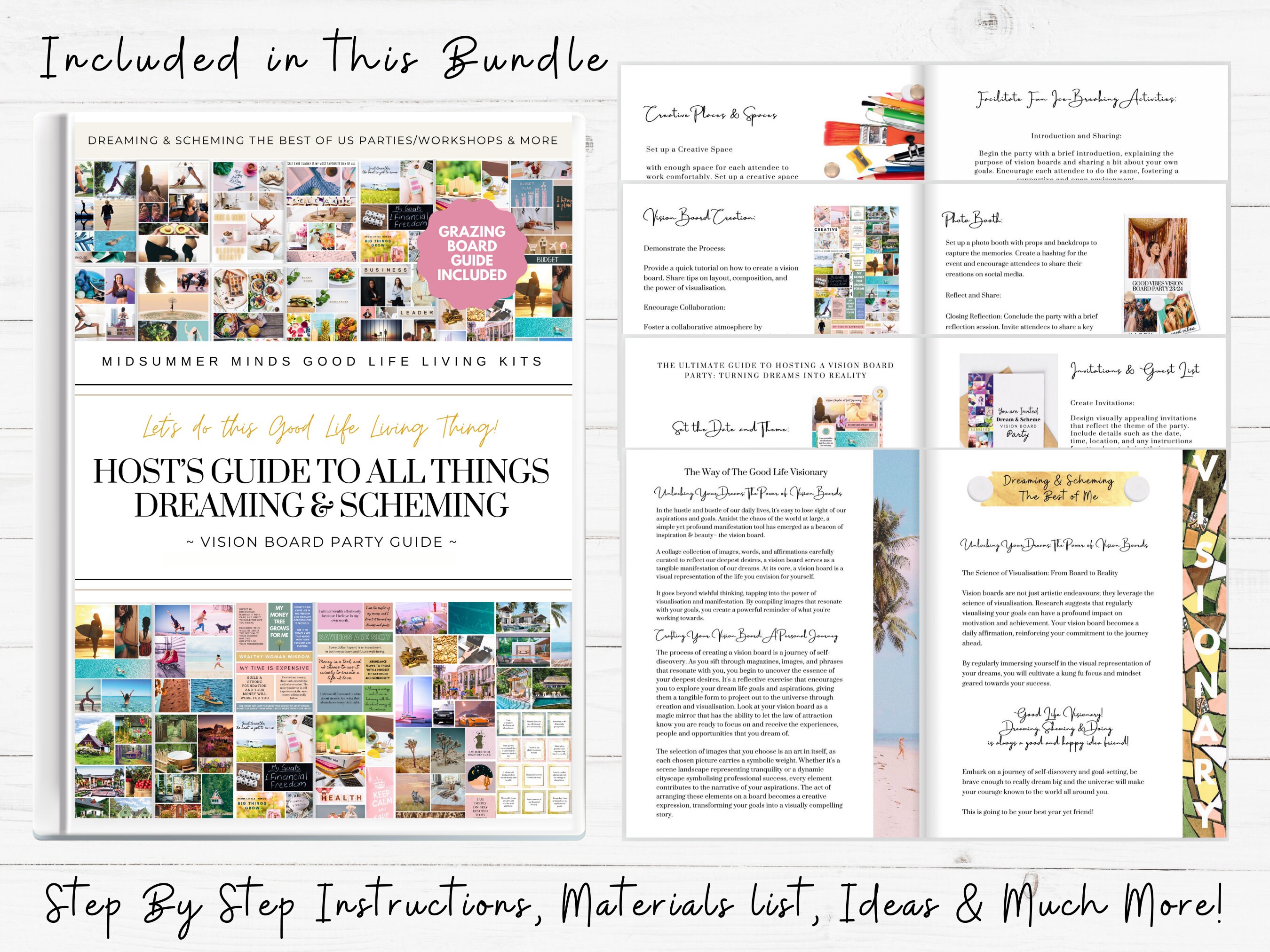 Vision Board Printable Party Activity New Year Life Goals Digital ...