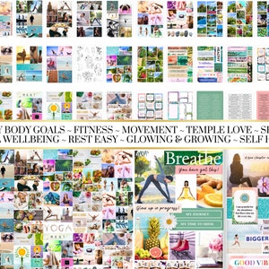 2025 Health Fitness Vision Board Bundle Manifest Happiness Printable ...