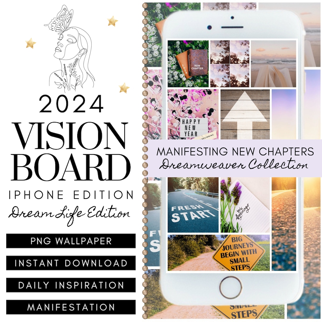 Vision Board iPhone Wallpaper Digital Sticker Collage PNG Digital ...