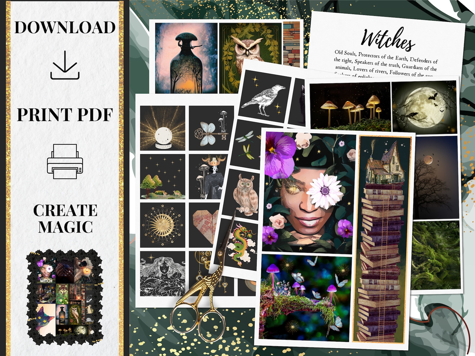 Witchy Vision Board Printable Witchy Cards Halloween Poster Season of ...
