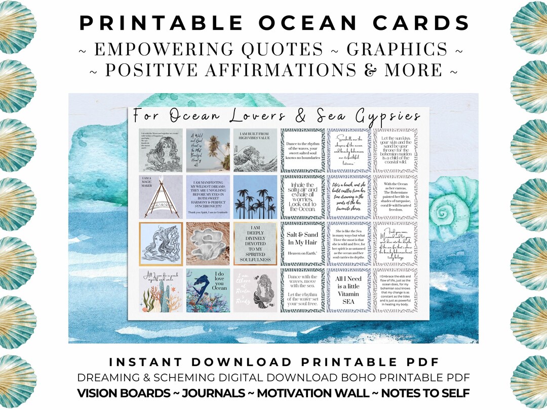 Vision Board Boho Printable PDF for Women Inspiring Quotes Abundance ...