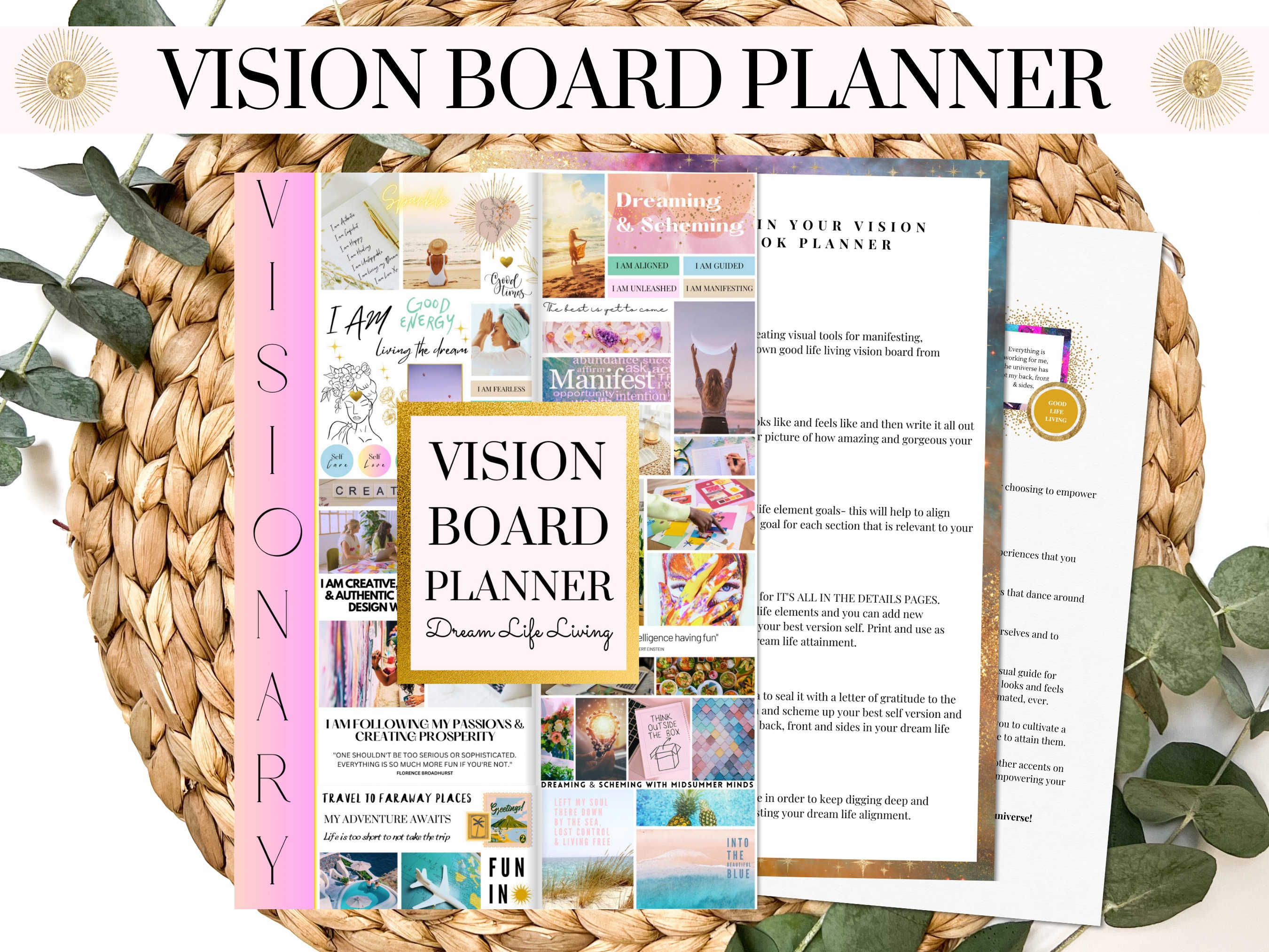 Vision Board Planner Digital | Printable Journal Manifestation Pages ...