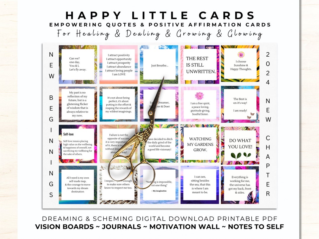 2025 Vision Board Printable Positive Affirmation Cards, Digital ...
