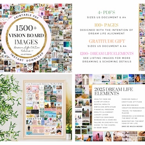 2025 Vision Board Printable PDF Manifest New Beginnings Mood Board for ...