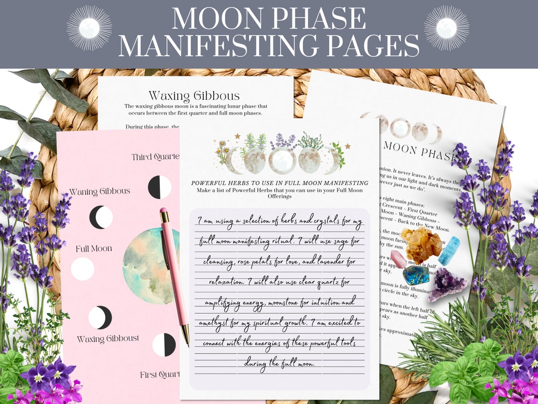 Printable Moon Phase Planner Pages Herb Magic Crystal Guide ...
