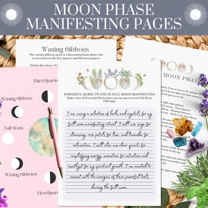 Printable Moon Phase Planner Pages Herb Magic Crystal Guide ...