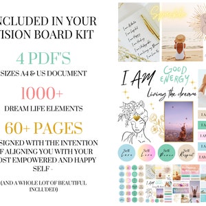 2025 Vision Board Manifest Happiness Printable PDF Mood Board for Women ...