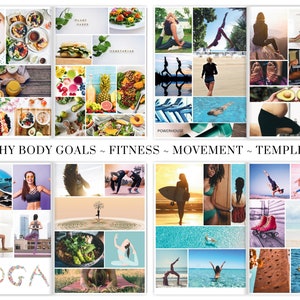 2026 Health Fitness Vision Board Goals Manifest Happiness Printable PDF ...