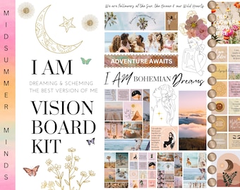 2025 Vision Board Canva Editable Templates Manifest Happiness Printable ...