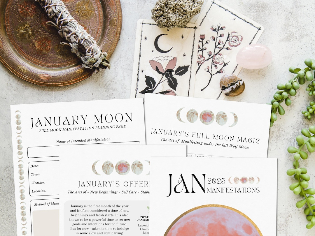 2025 PDF Printable Calendar Planner Pages for Full Moon Manifestation ...