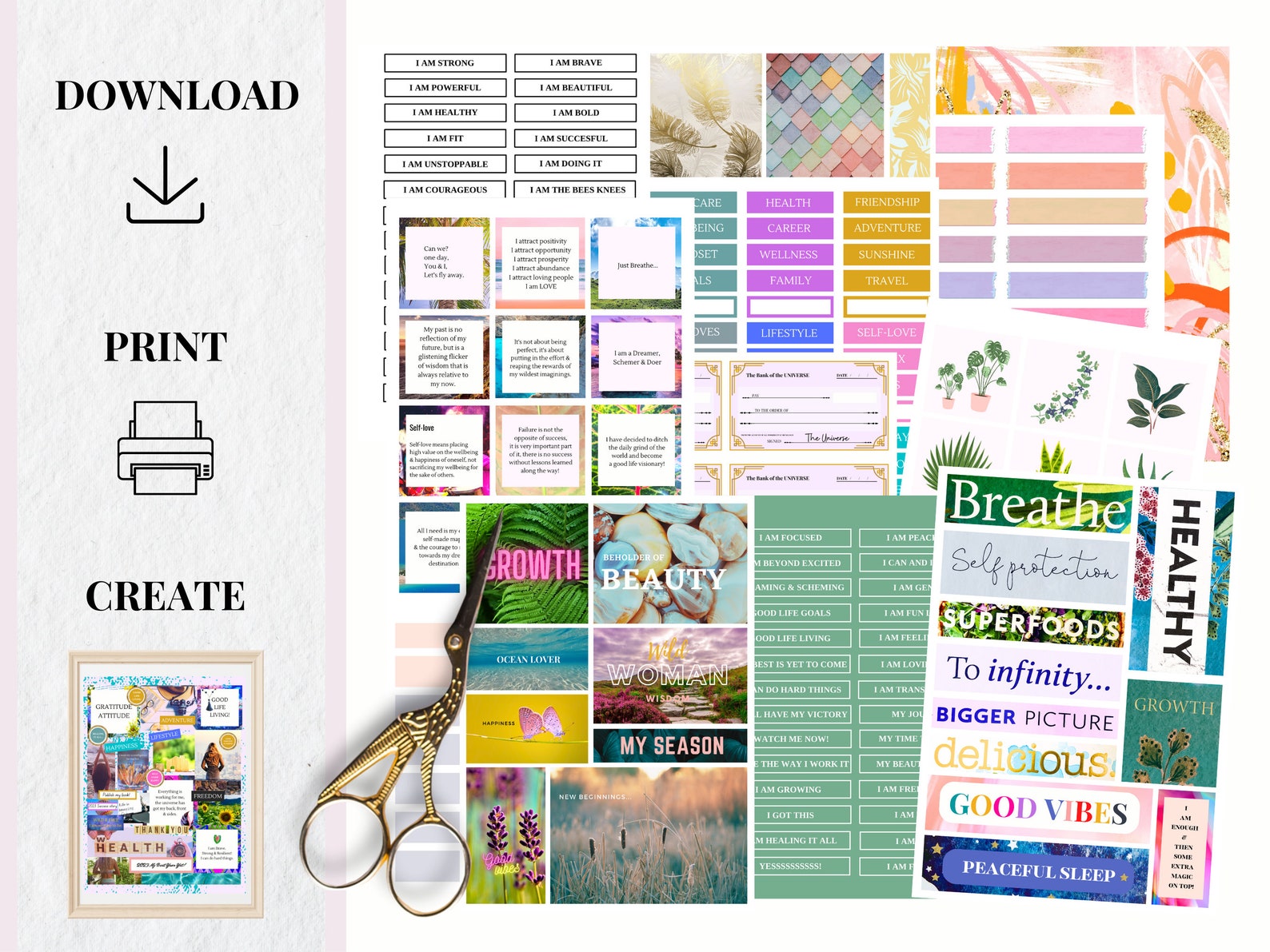 Vision Board Kit 65 Printable Pages 850 Pieces + Images Instant ...