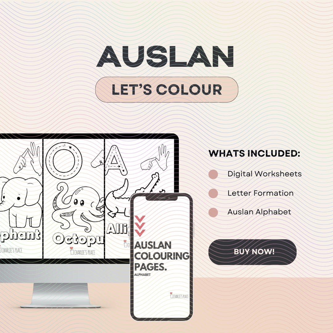 Digital Auslan Colouring in Worksheets - Etsy