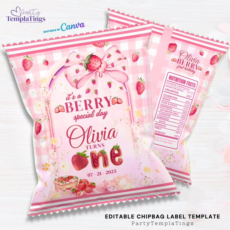 Berry First Birthday Party Bundle Strawberry Bundle Package Printable ...