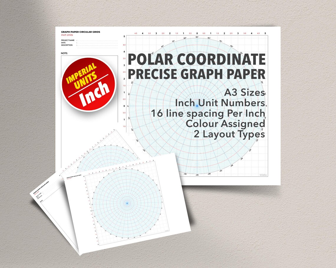 Polar Coordinate Graph Paper: Imperial Units, A3 (printable PDF) - Etsy
