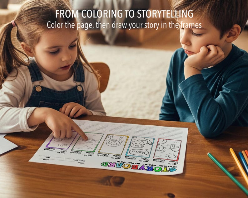 Kids Coloring Storyboard | 9:16 Vertical Video Template | Printable PDF ...