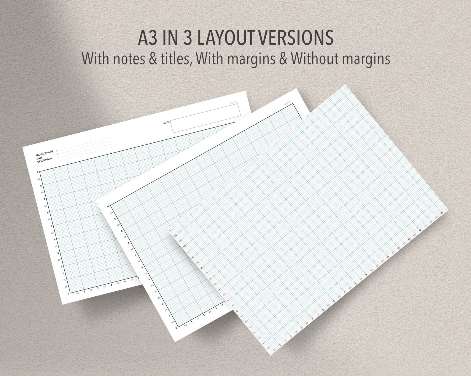 Graph Grid Paper for Technical Drawing, Inch Units, Bottom Numbers, A4 ...