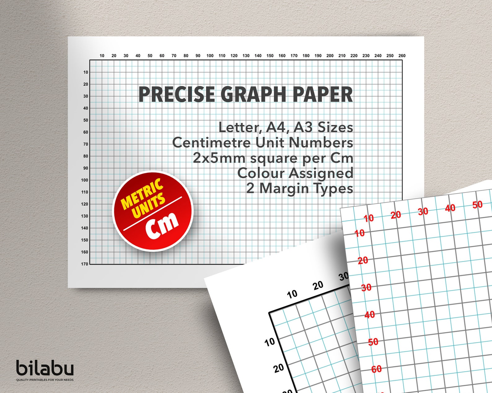 Printable Graph Paper PDF for Technical Drawing | Metric Grid A4 A3 US ...