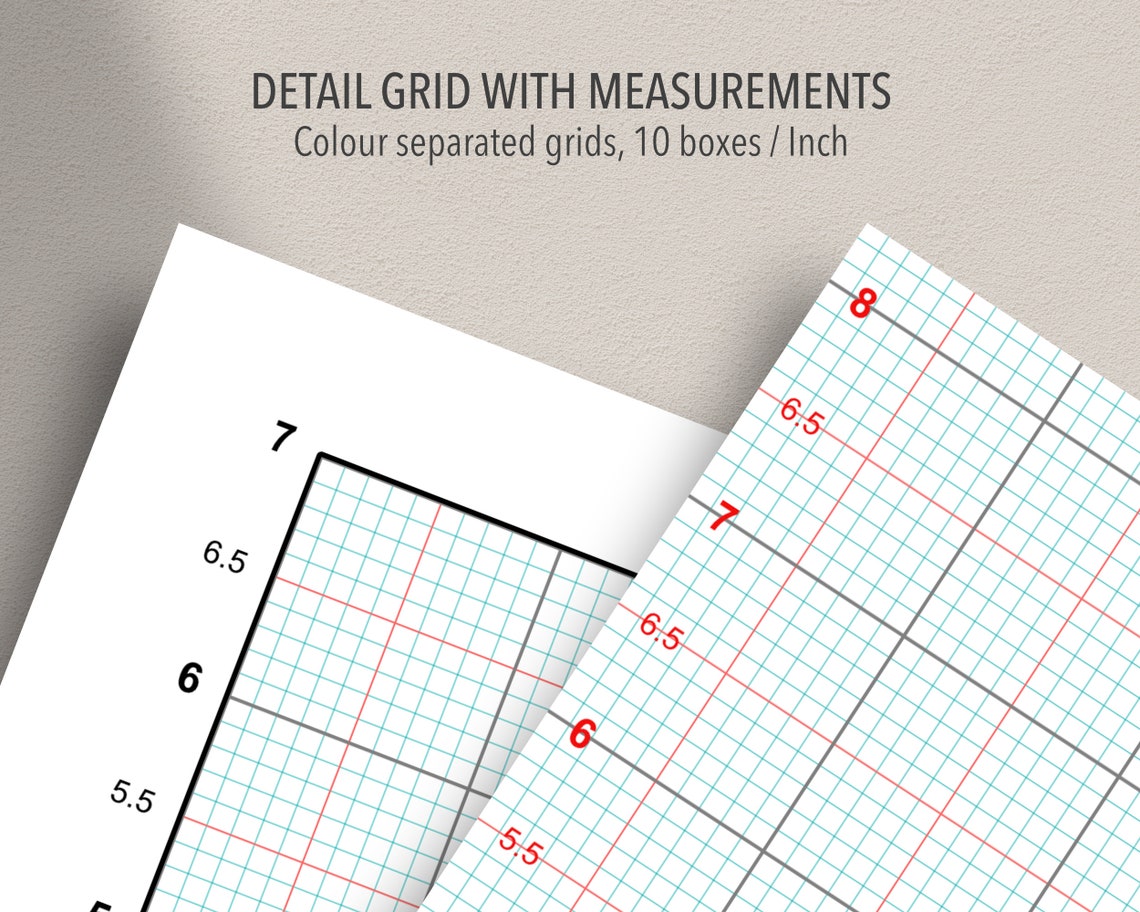 Graph Grid Paper for Technical Drawing, Inch Units, Bottom Numbers, A4 ...
