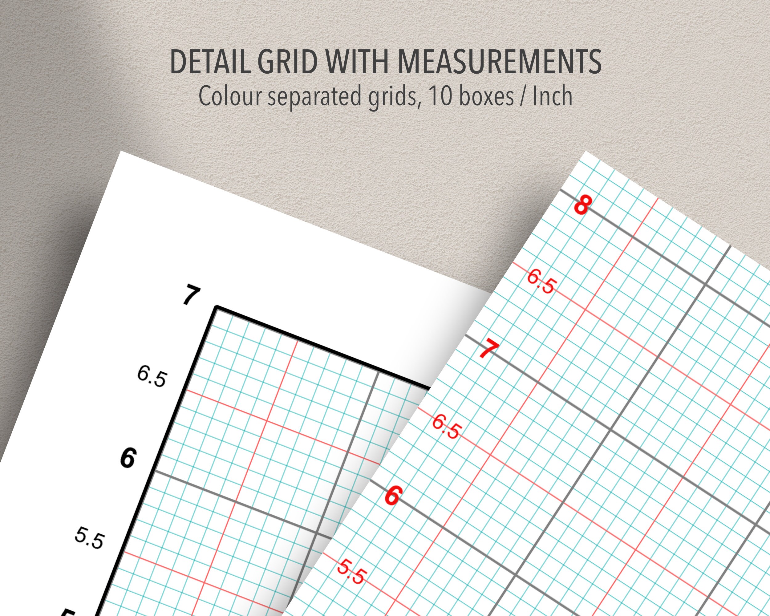 Graph Grid Paper for Technical Drawing, Inch Units, Bottom Numbers, A4 ...