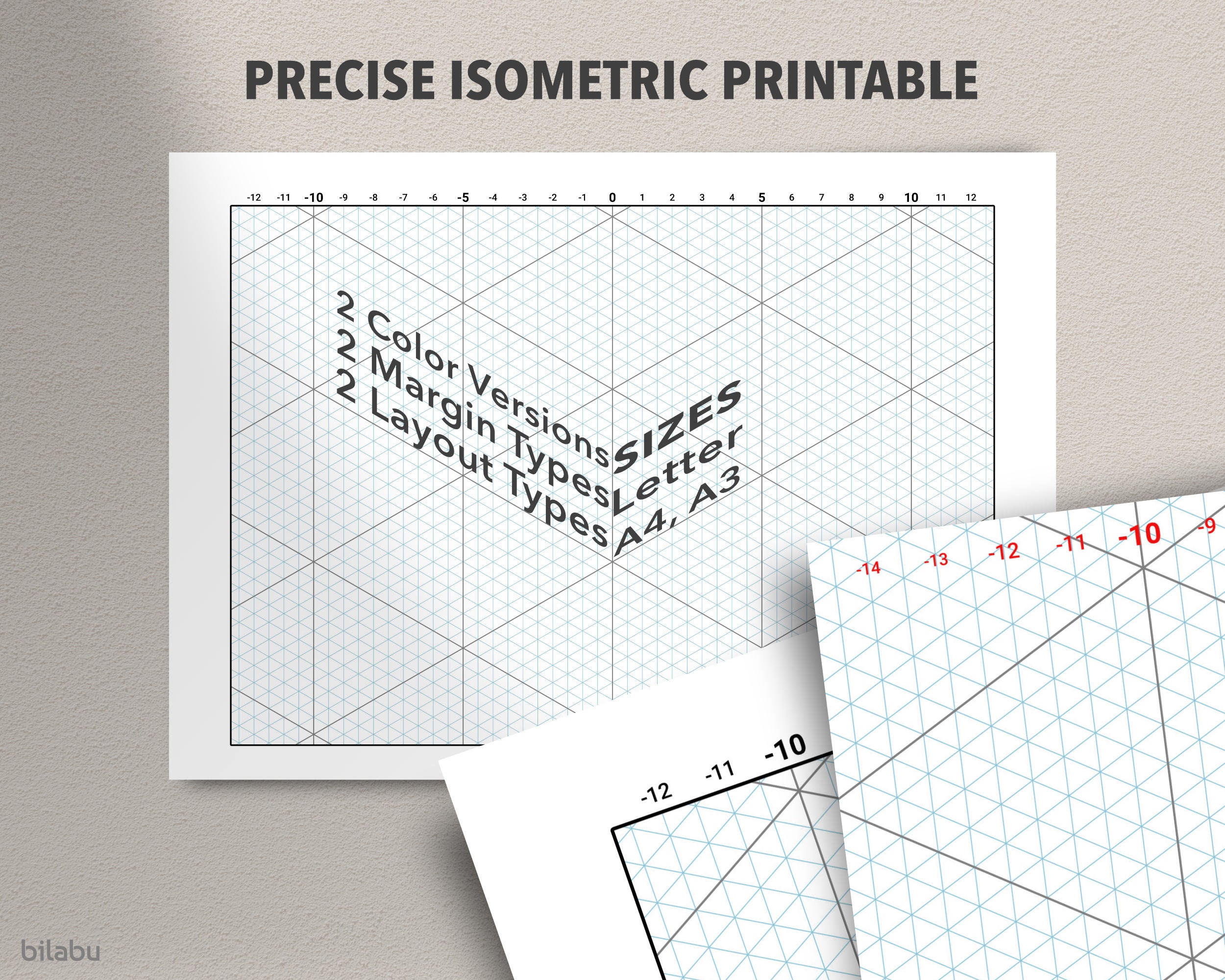 Isometric Graph Paper Printable for Technical Drawing, Drafting ...
