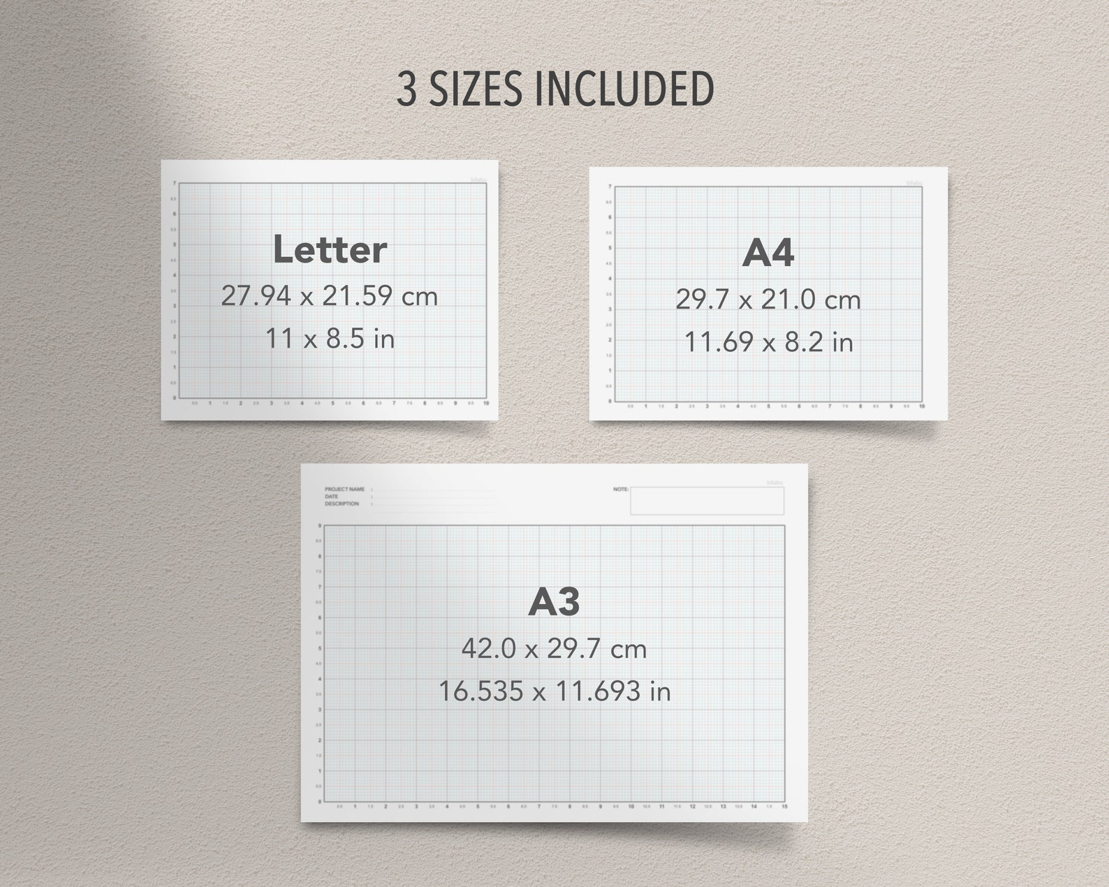 Graph Grid Paper for Technical Drawing, Inch Units, Bottom Numbers, A4 ...