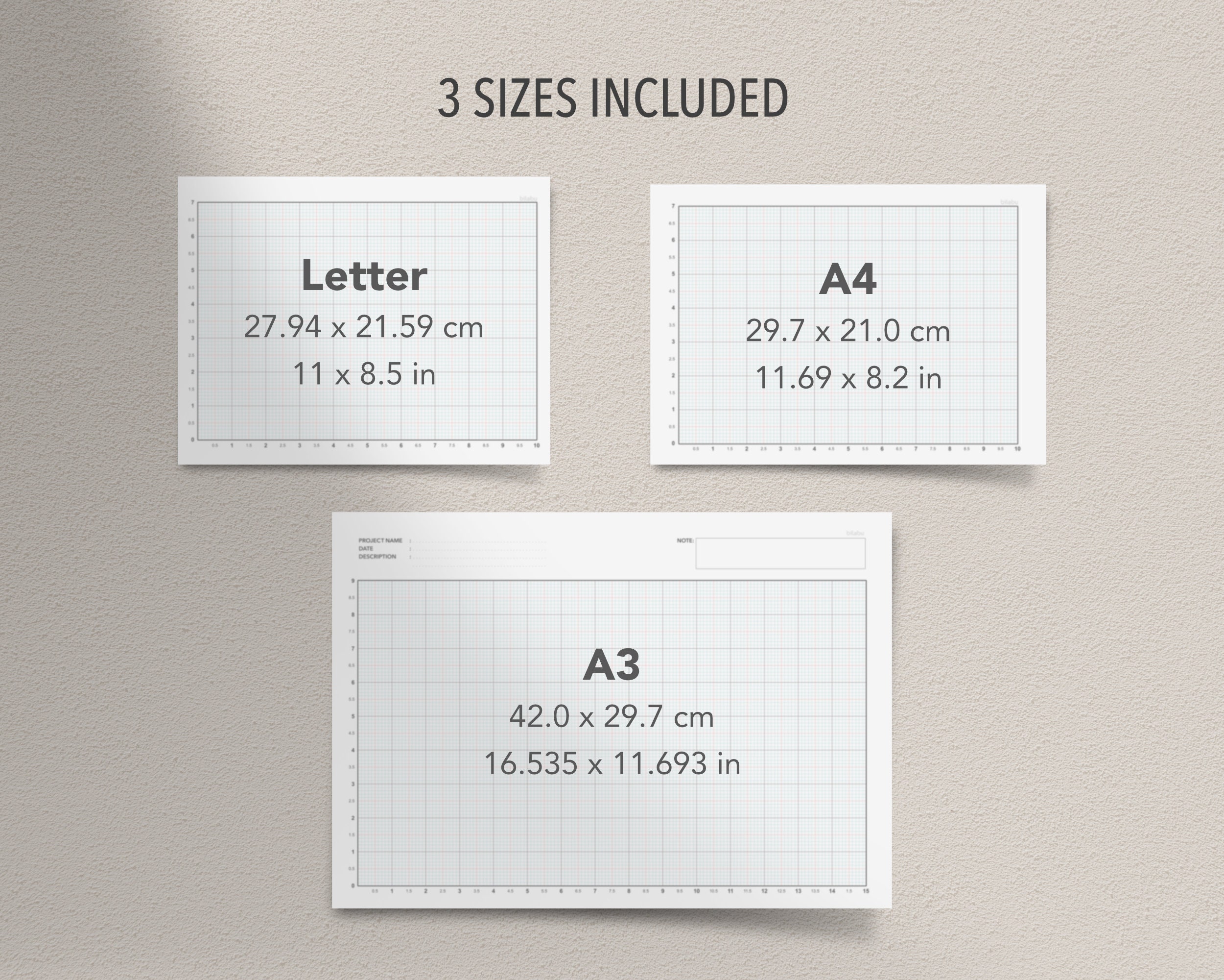 Graph Grid Paper for Technical Drawing, Inch Units, Bottom Numbers, A4 ...