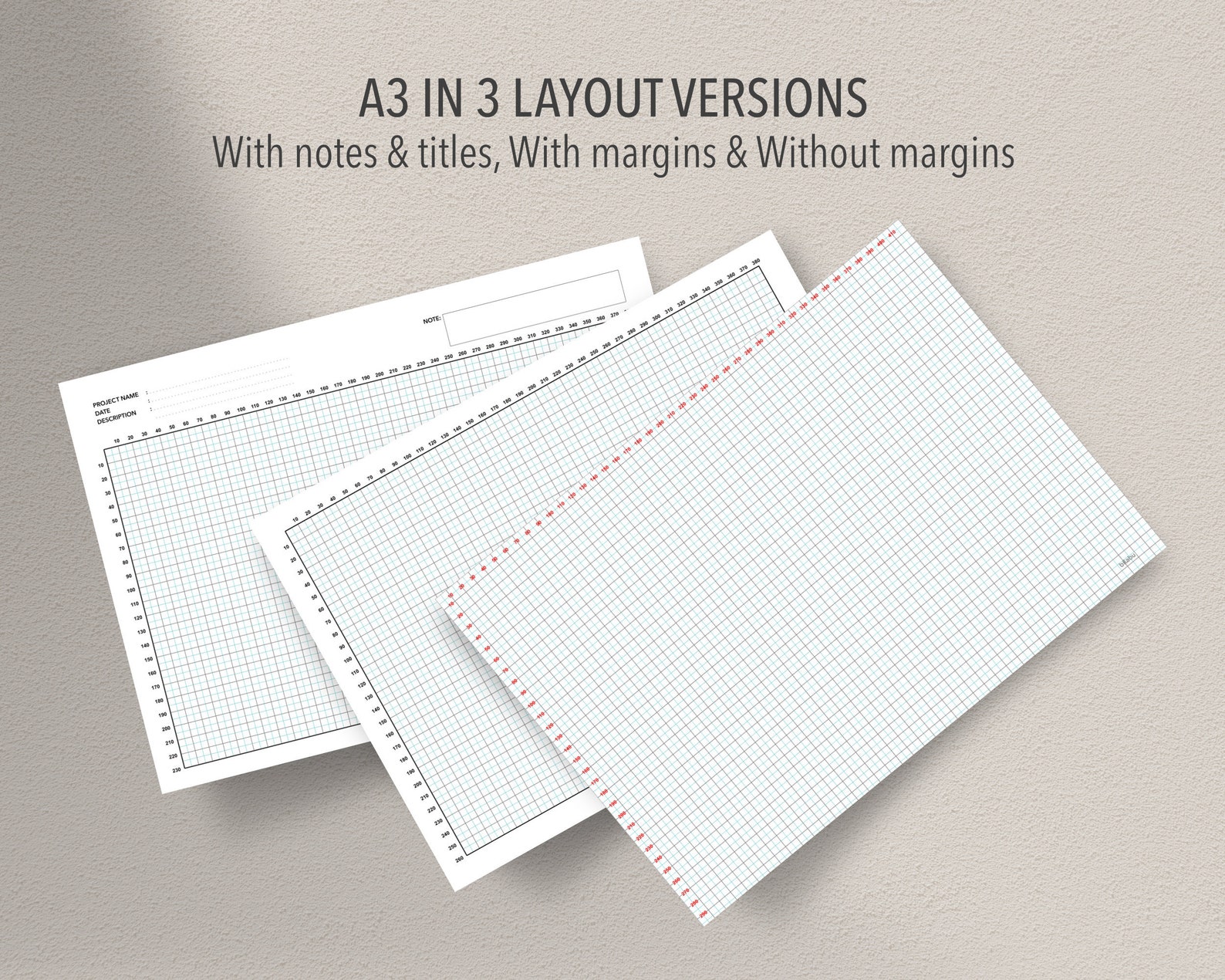 Printable Graph Paper PDF for Technical Drawing | Metric Grid A4 A3 US ...
