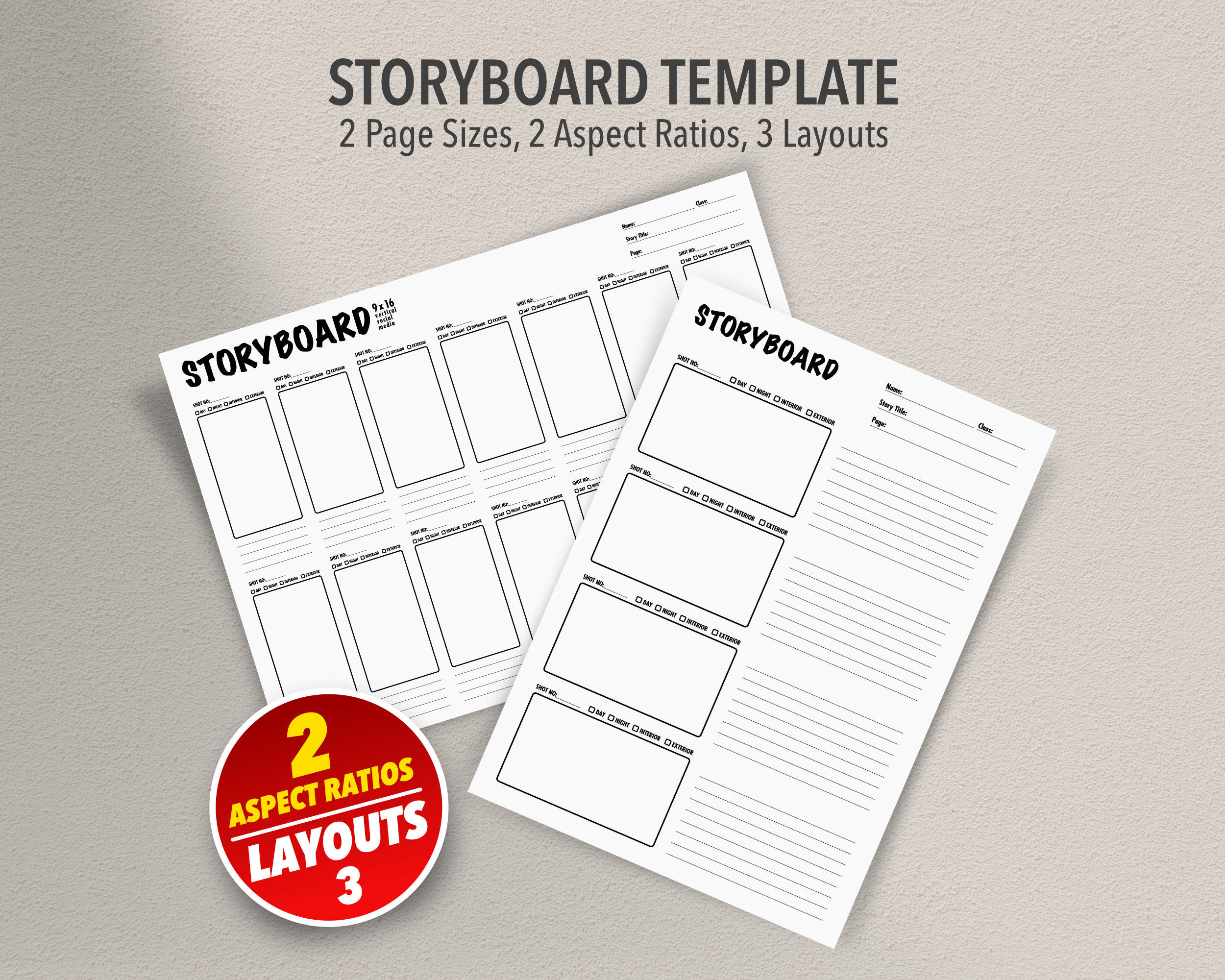 Printable Dual Layout Storyboard Template, Portrait for Social Media ...