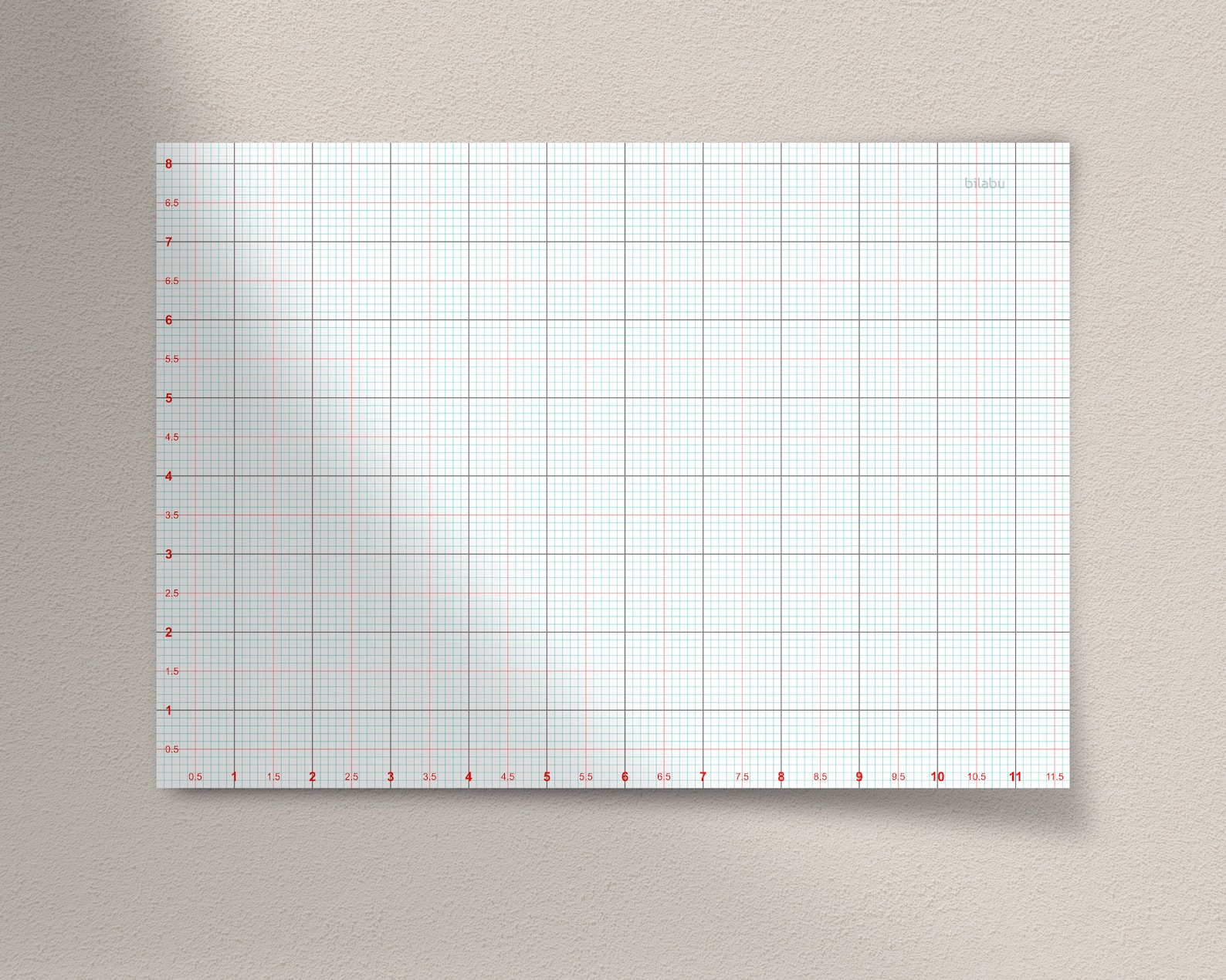Graph Grid Paper for Technical Drawing, Inch Units, Bottom Numbers, A4 ...