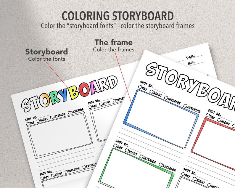Printable Kids' Coloring Storyboard Template | 16:9 Frames (PDF) - Etsy