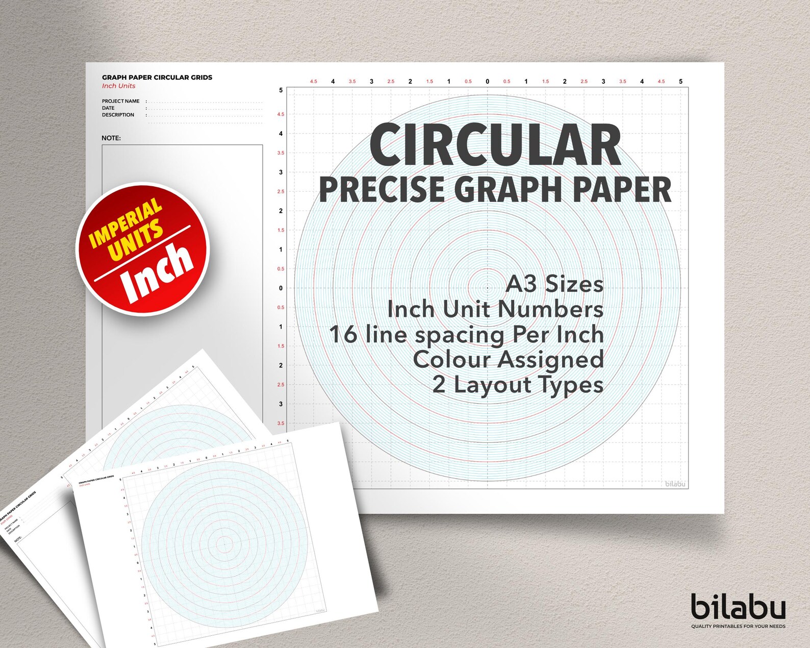 Circular Circle Graph Drafting Grid Printable – Polar Coordinate Graph ...