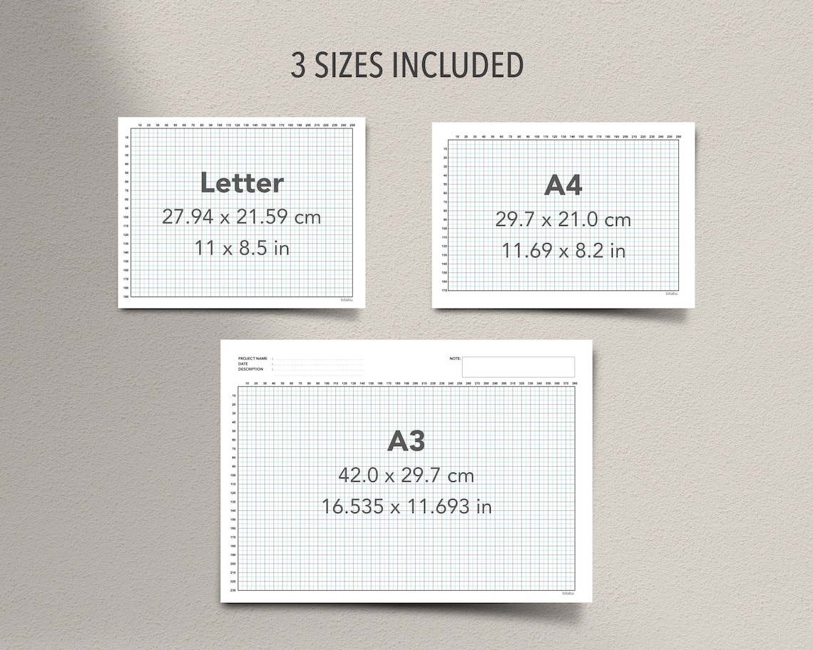 Printable Graph Paper PDF for Technical Drawing | Metric Grid A4 A3 US ...