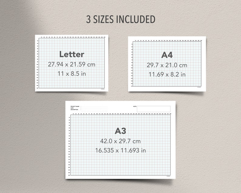 Printable Graph Paper PDF for Technical Drawing | Metric Grid A4 A3 US ...