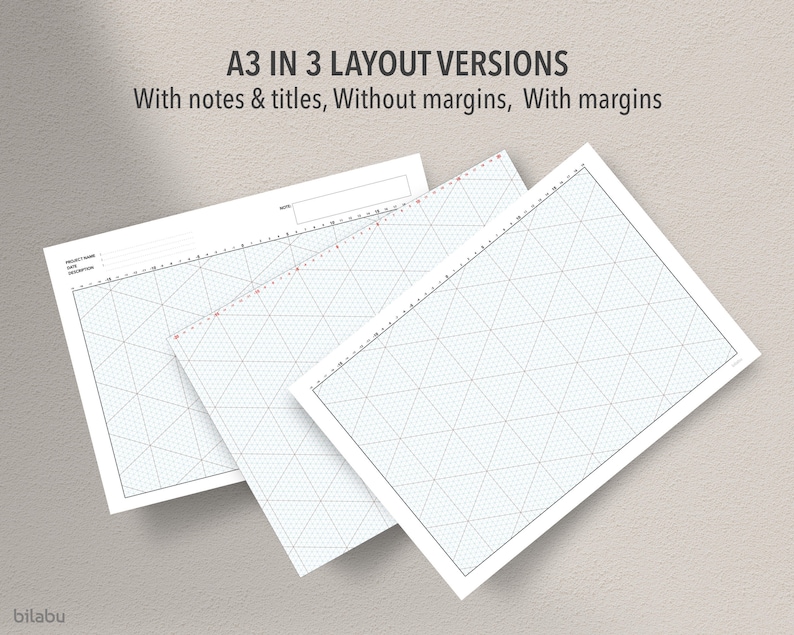 Isometric Graph Paper Printable for Technical Drawing, Drafting ...