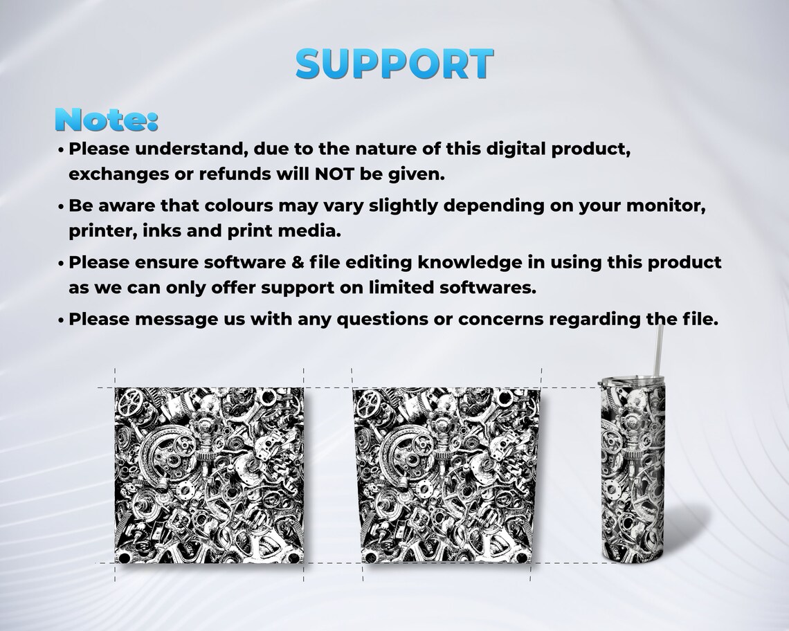 Engine Parts Printable Tumbler Wrap Design for Mechanics With Seamless ...