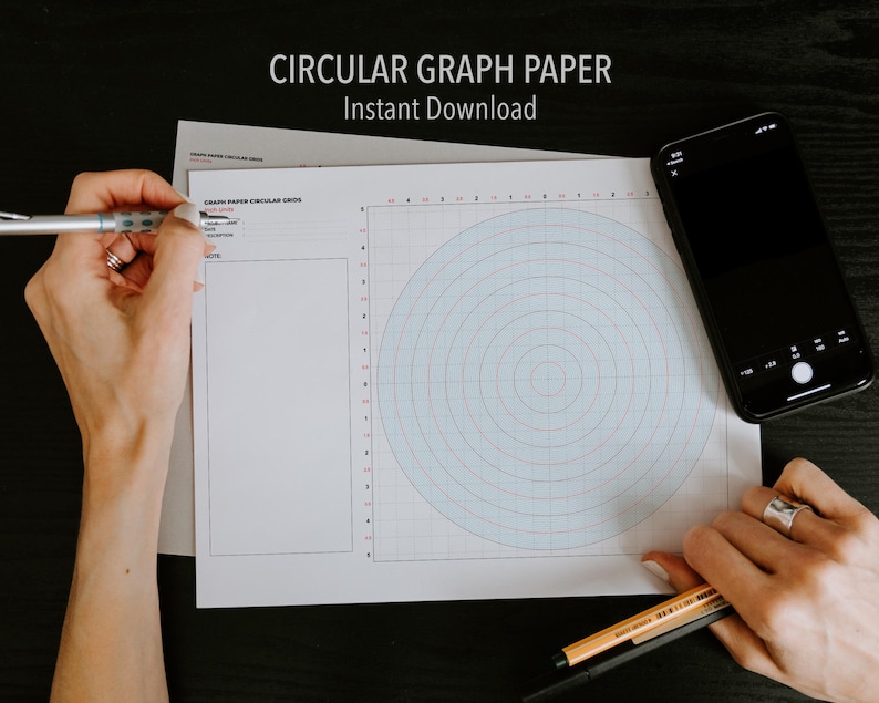 Circular Circle Graph Drafting Grid Printable – Polar Coordinate Graph ...