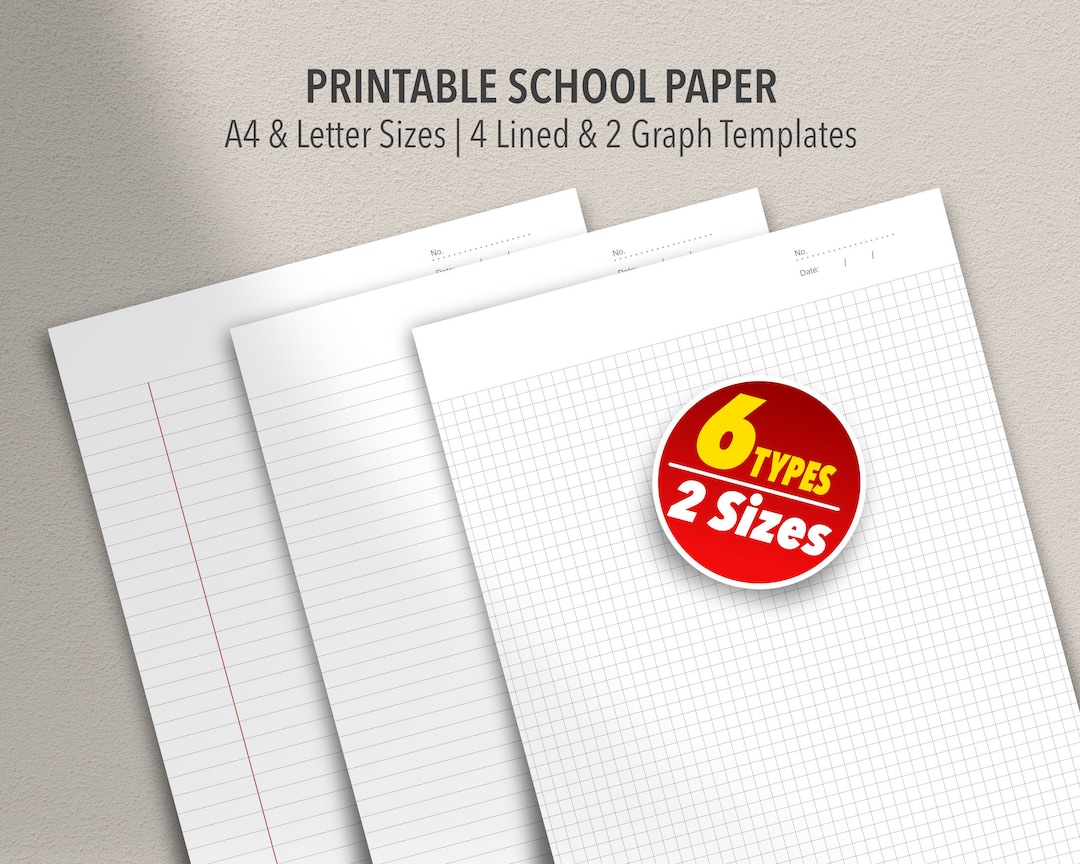 Printable Lined & Grid Paper | A4, US Letter (digital Download) - Etsy