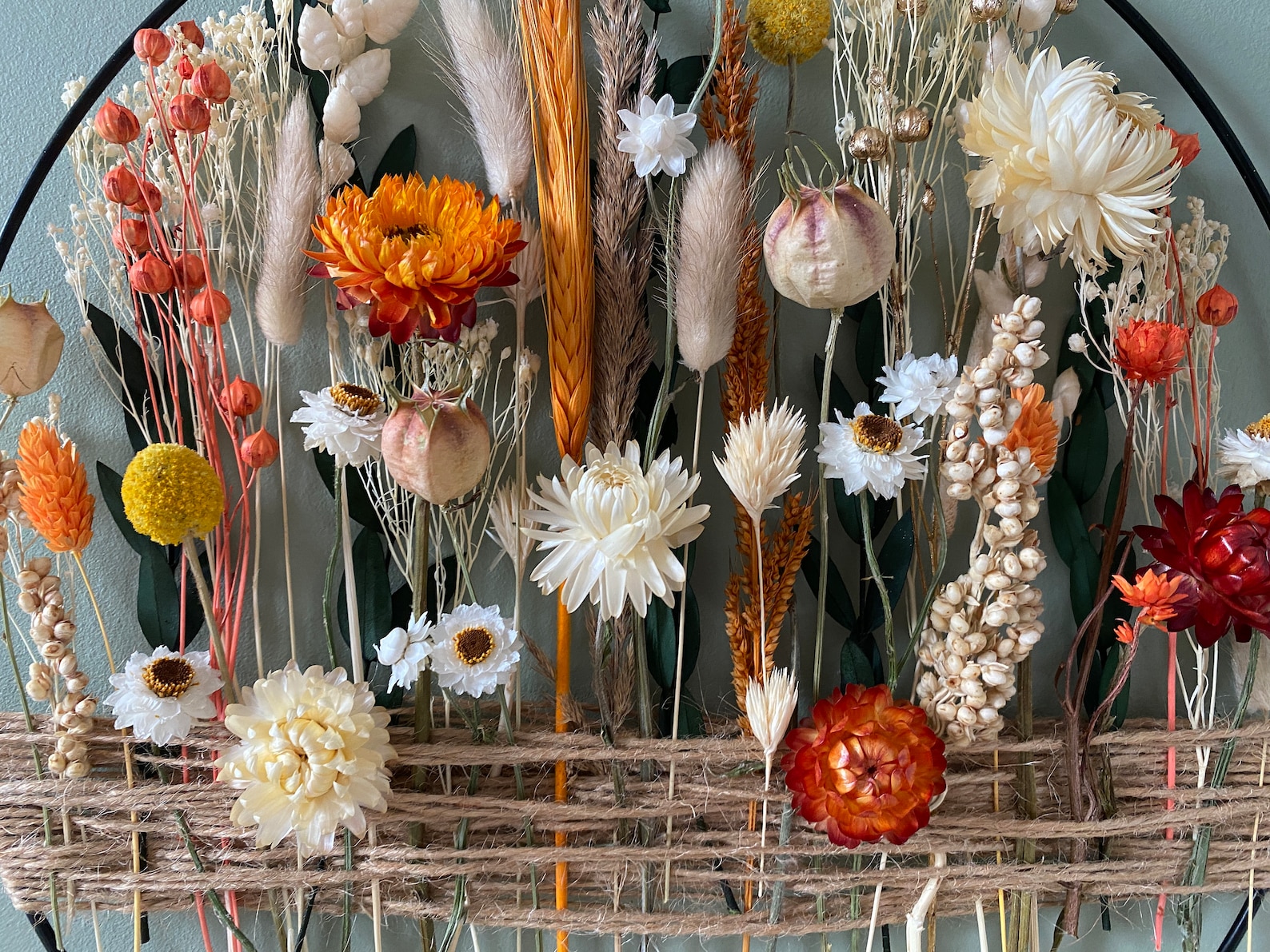 Dried Flower Hoop Wall Art – Natural Eco Decor, Handmade Botanical ...
