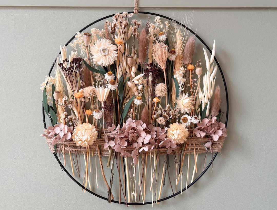 Earthy Wildflower Hoop Wall Decor - Preserved and Dried Flower ...