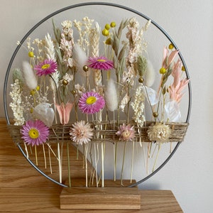 Gold Hoop With Preserved Flowers and Jute Twine. Minimalist Wall ...