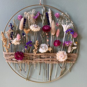Gold Hoop With Preserved Flowers and Jute Twine. Minimalist Wall ...