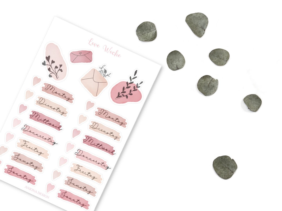 Days of the Week Sticker Watercolor Love Stickers Planner - Etsy