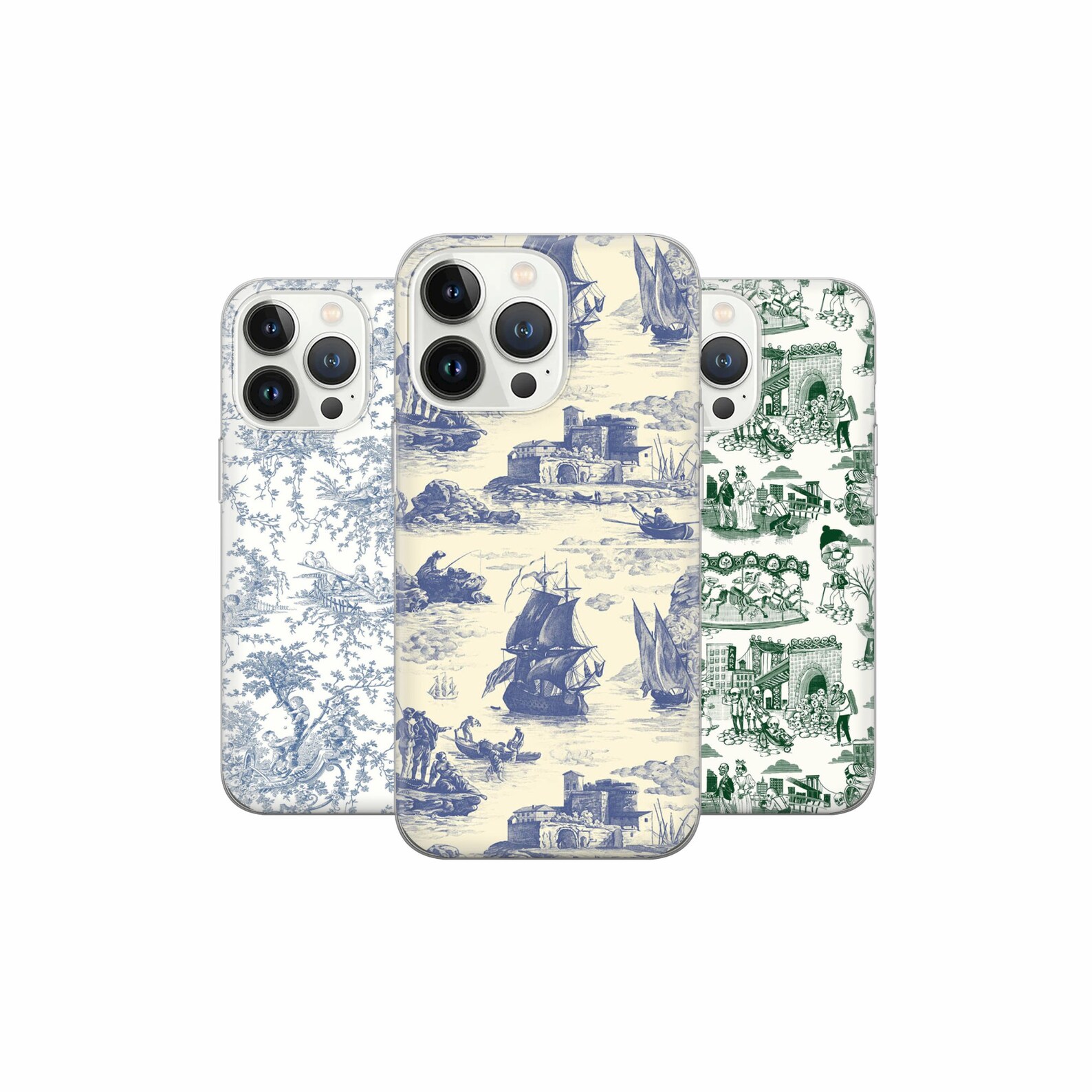 Toile Phone Case Toile De Jouy Cover for iPhone 15pro, 14, 13, 12, 11 ...