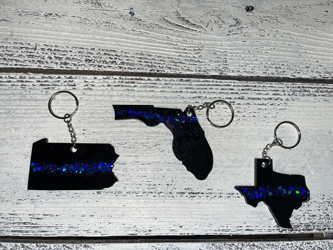 Thin Blue Line State Keychains - Etsy