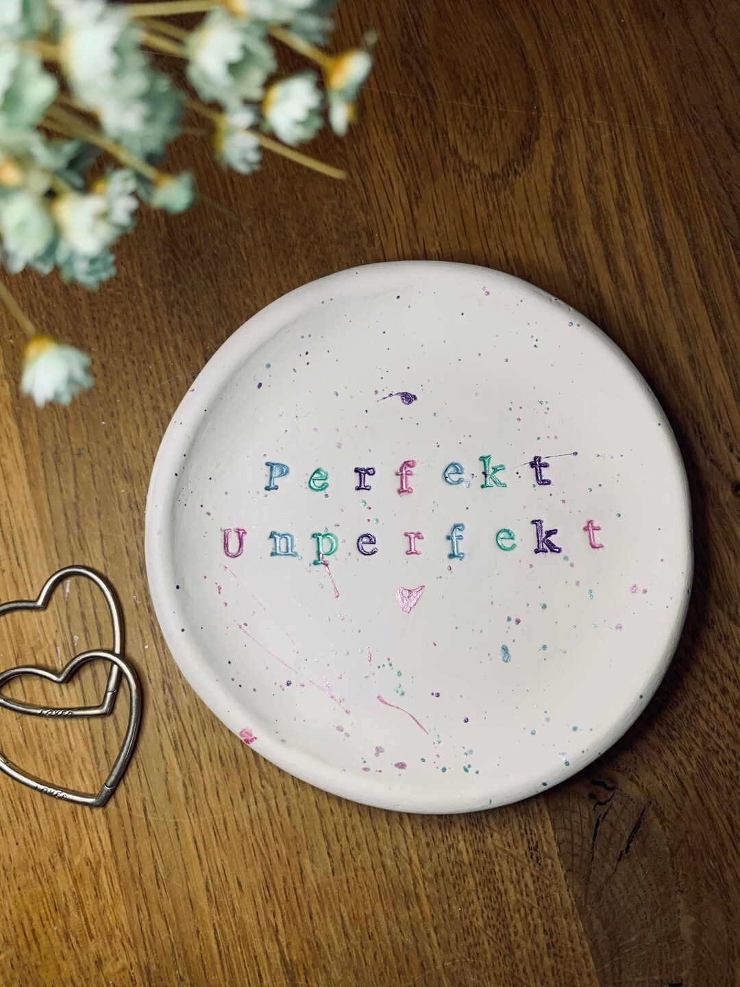 Hand-painted Ring Bowl With Colorful Lettering, Decorative Bowl, Jewelry Bowl, Jewelry Tray ...