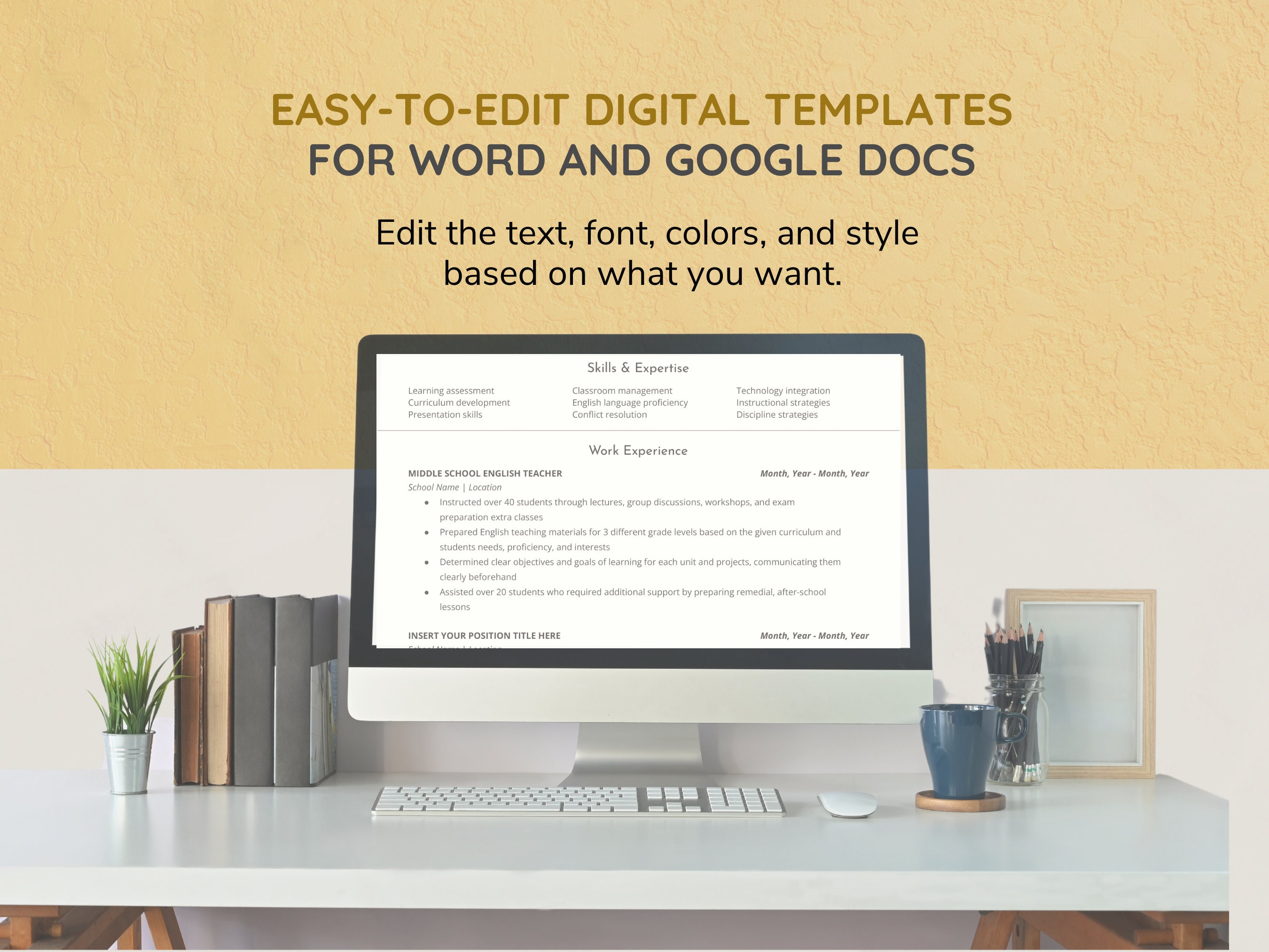 ATS Teacher Resume Template Google Docs, Word + Cover Letter ...